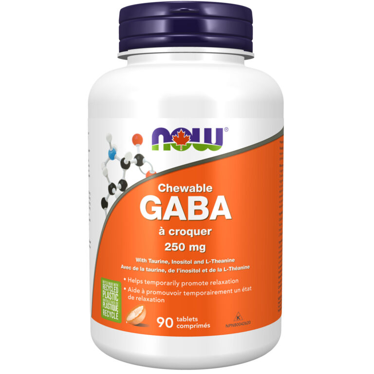 GABA Chewable 250 mg Tablets - Now Foods Canada