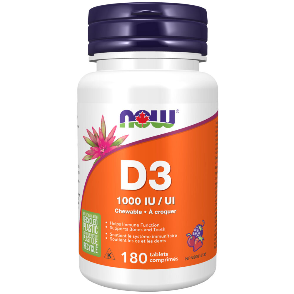 Vitamin D-3 1,000 IU Chewable Tablets - Now Foods Canada