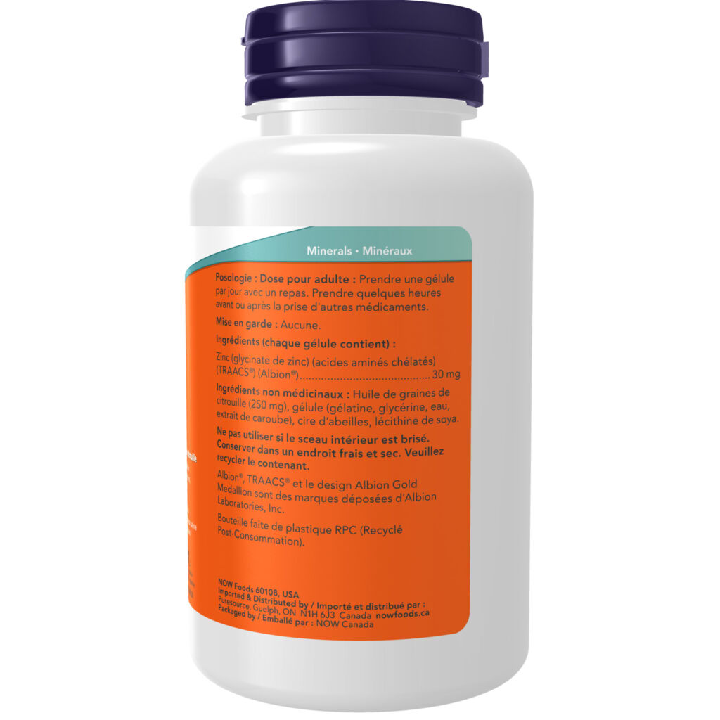 Zinc Glycinate 30mg Softgels - Now Foods Canada