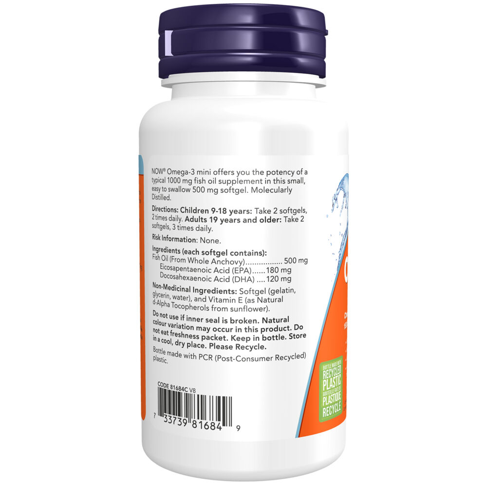 Omega-3 Mini 500 mg Softgels - Now Foods Canada