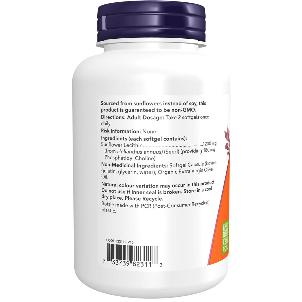 Sunflower Lecithin 1,200 mg Softgels - Now Foods Canada