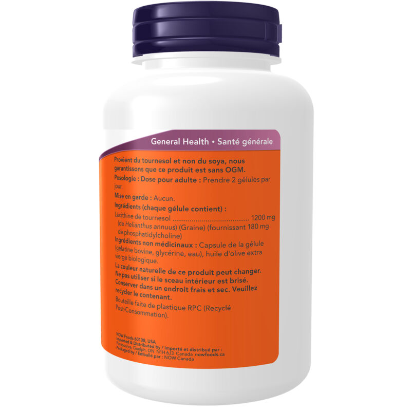 Sunflower Lecithin 1,200 mg Softgels - Now Foods Canada