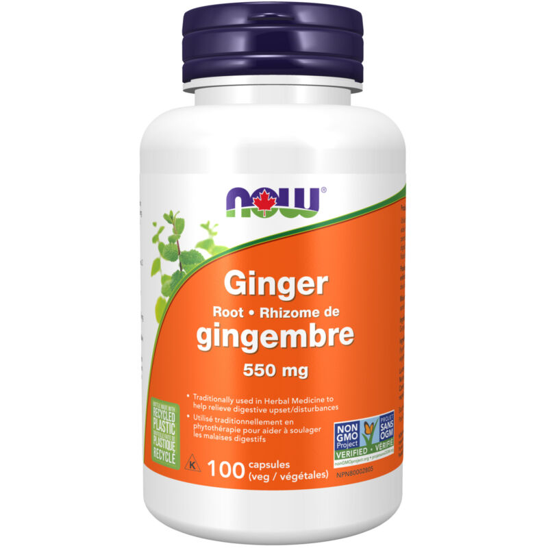 Ginger Root 550 mg Veg Capsules - Now Foods Canada