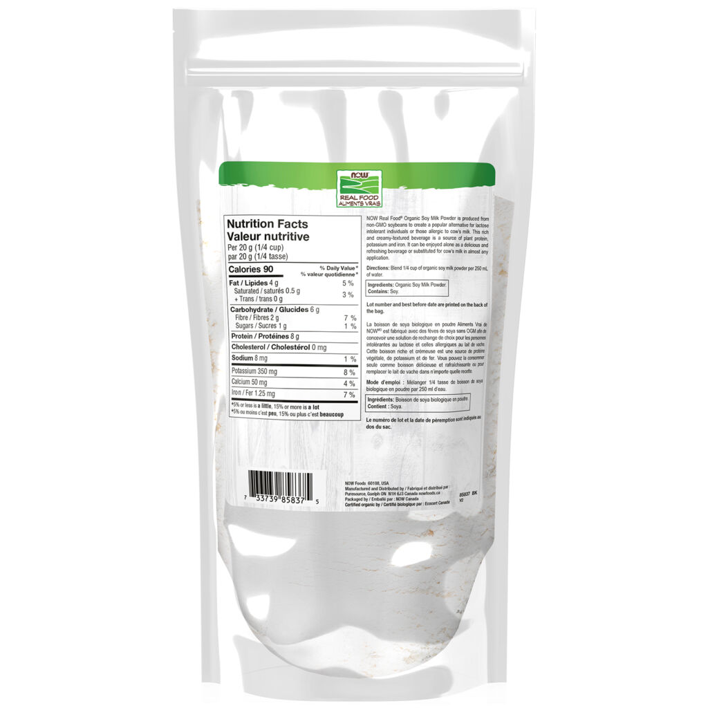 Soy Milk Powder, Organic - Now Foods Canada