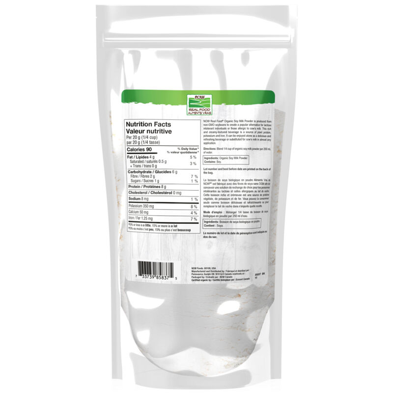 Soy Milk Powder, Organic - Now Foods Canada