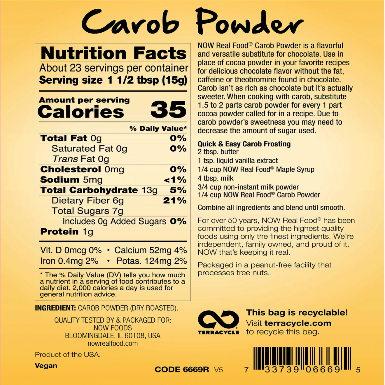 Carob Powder, Dry Roasted - Now Foods Canada