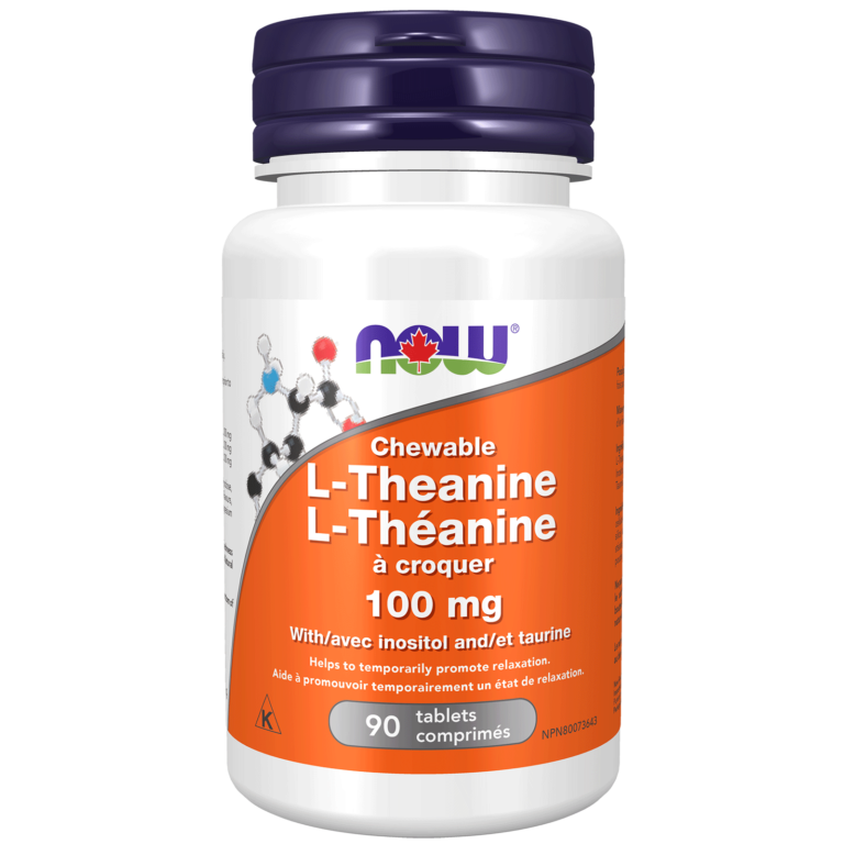 L-Theanine 100mg Plus Chewable Tablets - Now Foods Canada