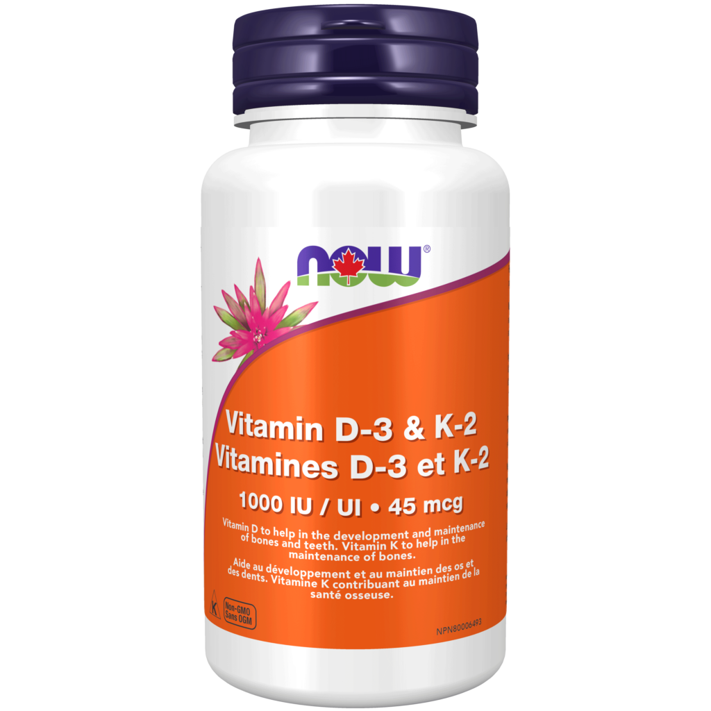 Vitamin D-3 & K2 120 Veg Capsules - Now Foods Canada