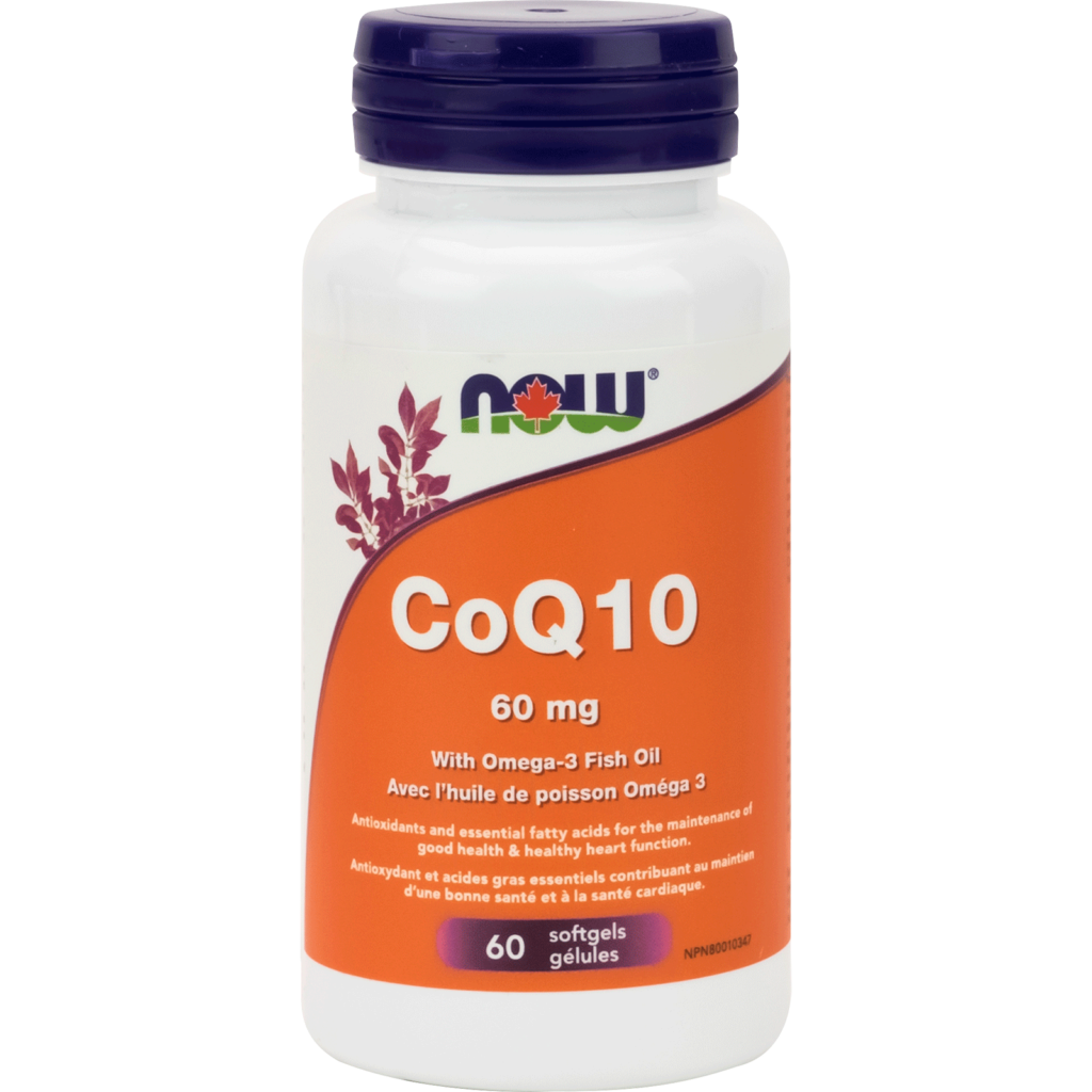 CoQ10 60 mg with Lecithin & Fish Oil Softgels - Now Foods Canada