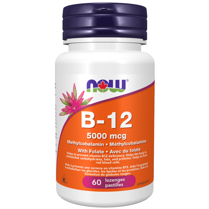 B-12 5,000 mcg Methylcobalamin Lozenges - Now Foods Canada