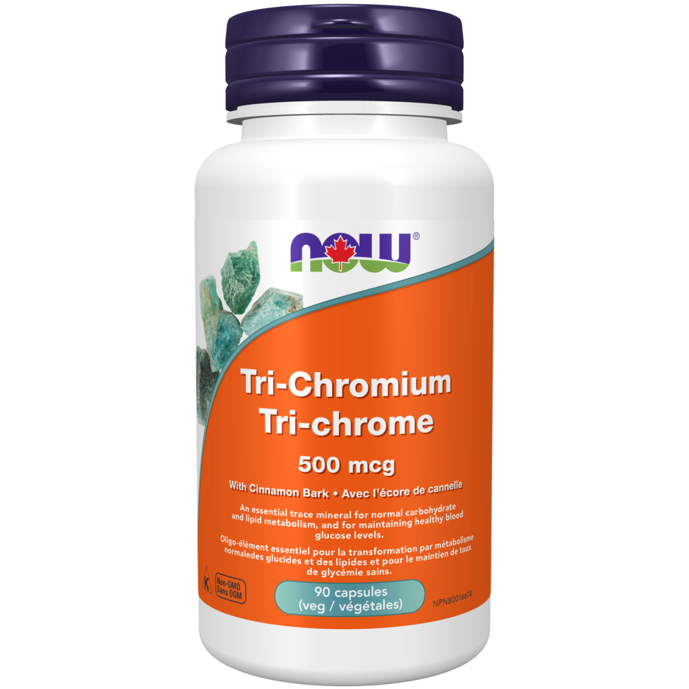 Tri-Chromium 500 mcg with Cinnamon Bark Veg Capsules - Now Foods Canada