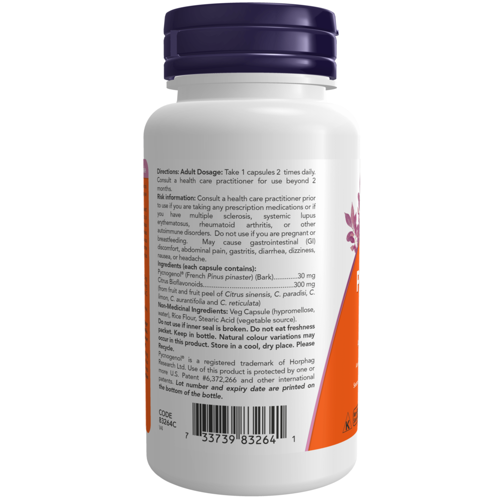 Pycnogenol® 30 mg with Bioflavonoids Capsules - Now Foods Canada