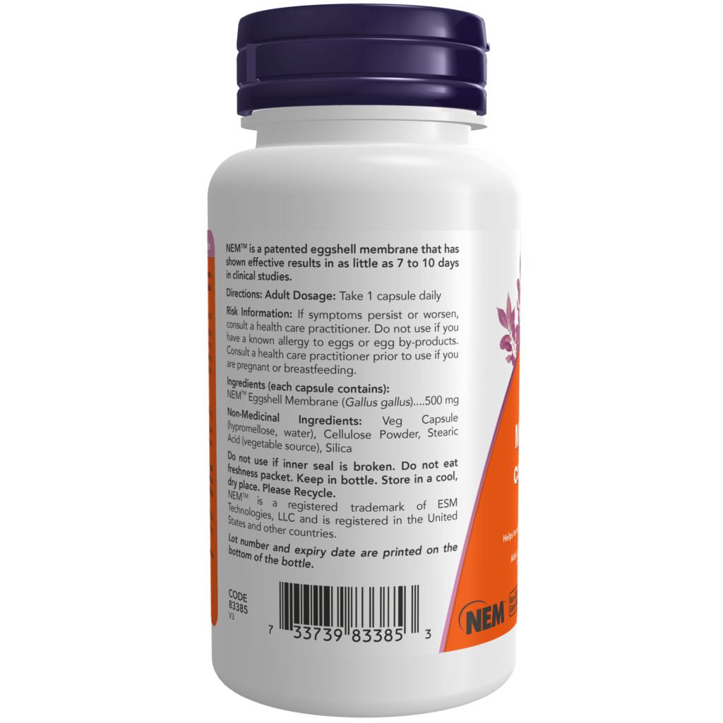 Eggshell Membrane NEM® 500 mg Veg Capsules - Now Foods Canada