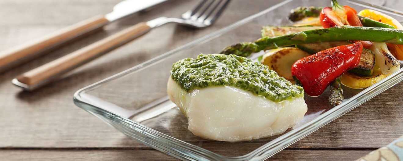 Fresh Pesto with Baked Wild Cod - Now Foods Canada