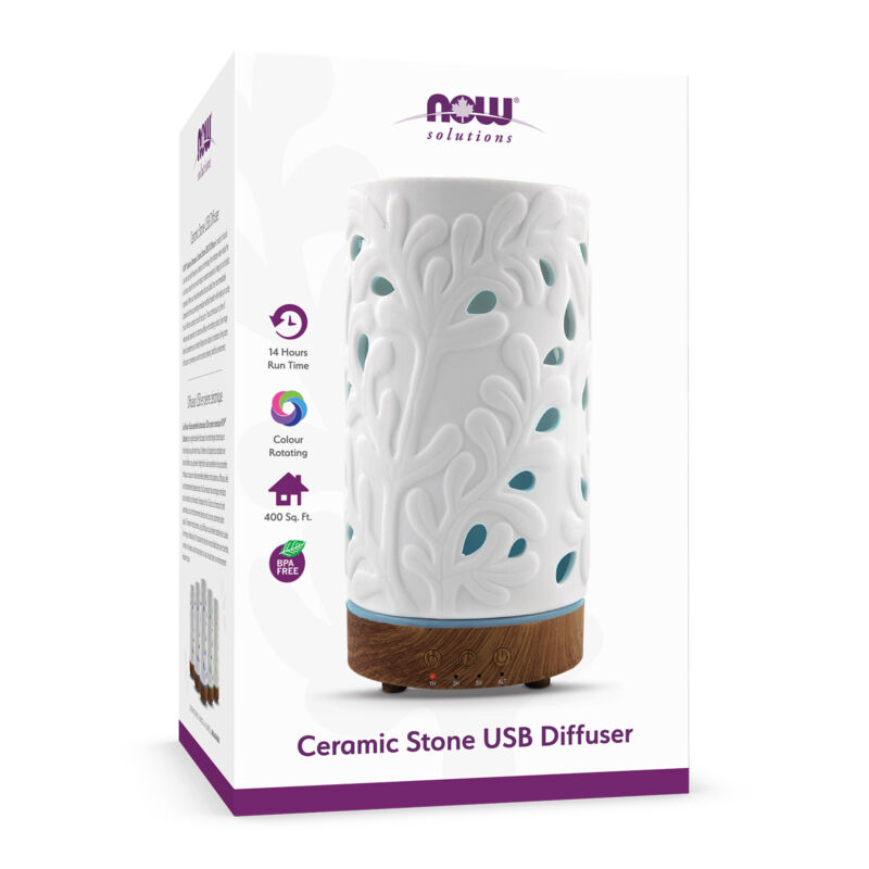 Ceramic Stone USB Ultrasonic Essential Oil Diffuser - Now Foods Canada