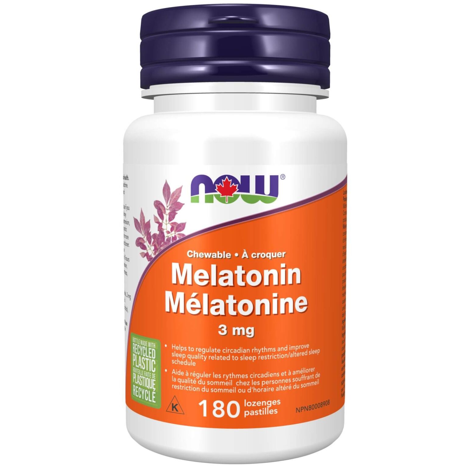 Melatonin 3 mg Peppermint Chewable Lozenges - Now Foods Canada